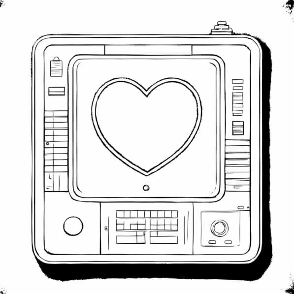 Download Vintage Television with Heart Display Coloring pages Online ...