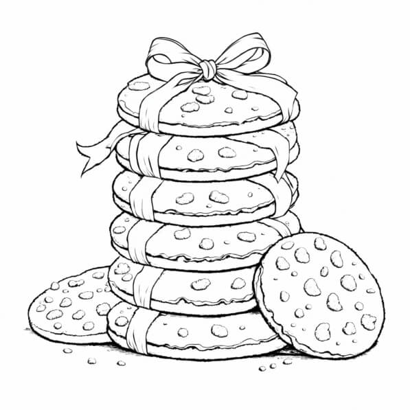 Download Stack of Cookies with Ribbon Coloring pages Online - Creative ...