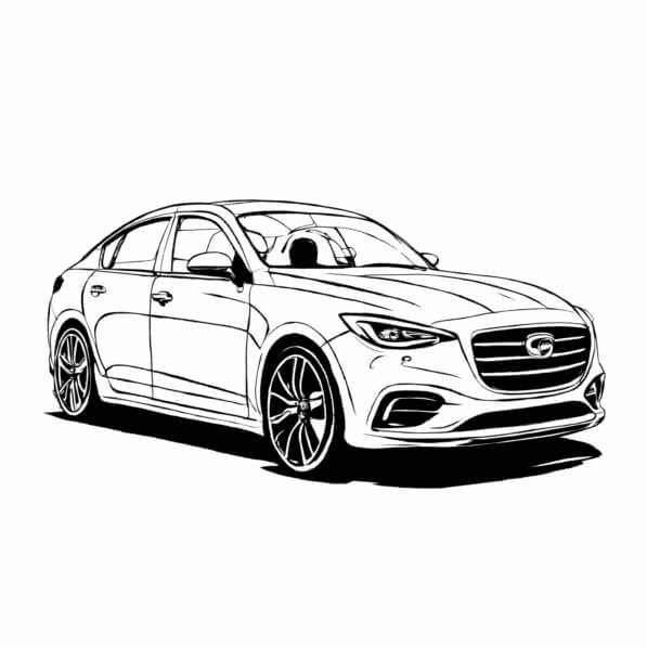 Download Stylized Modern Sedan Car Drawing Coloring pages Online ...