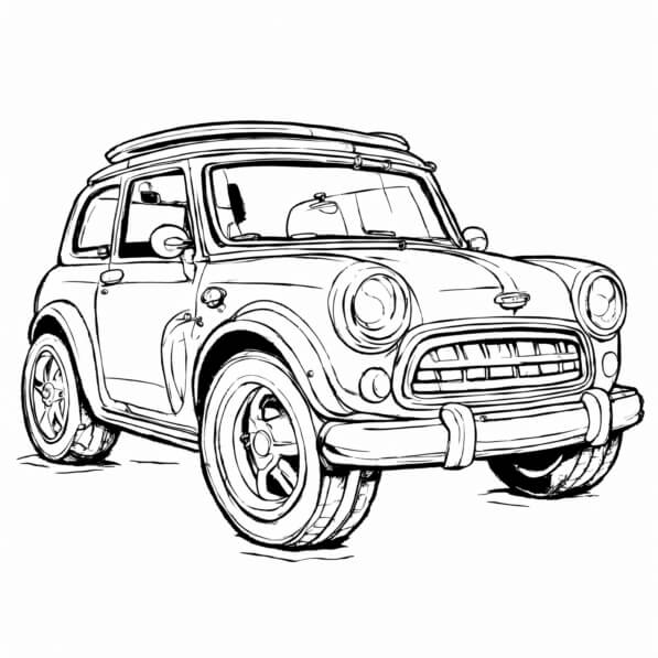 Descarga Dibujo Lineal del Mini Cooper Vintage Páginas para colorear En ...