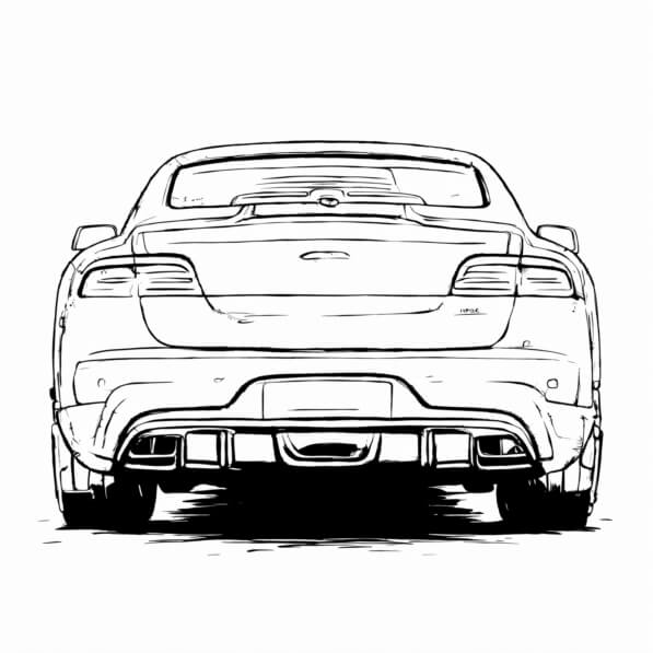 Download Minimalist Line Drawing of a Rear View Car Coloring pages ...