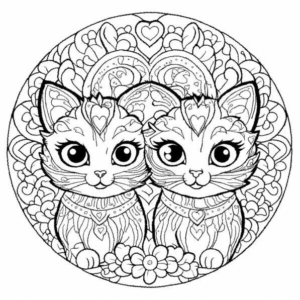 Download Whimsical Cats Coloring Page Coloring pages Online - Creative ...