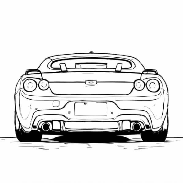 Download Stylized Rear View of a Sports Car Coloring pages Online ...