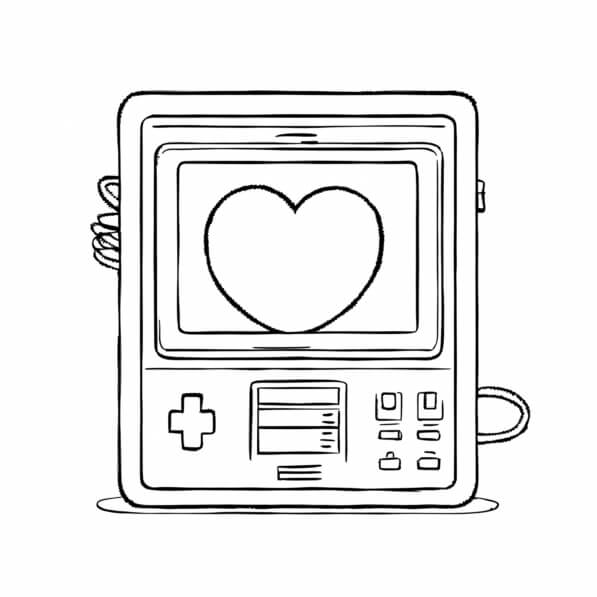 Download Retro Gaming Console with Heart Symbol Coloring pages Online ...