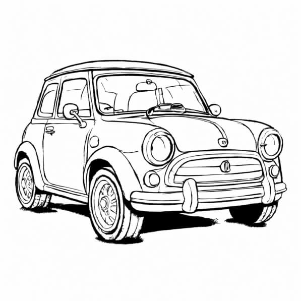 Descarga Dibujo a línea de un Mini Cooper clásico Páginas para colorear ...