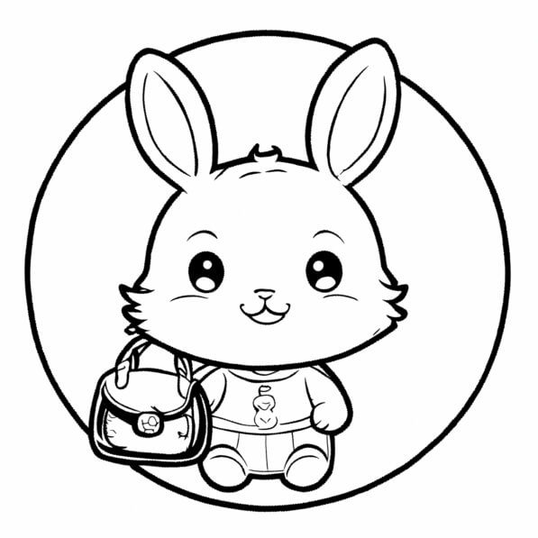 Download Cartoon Rabbit with Handbag Coloring pages Online - Creative ...