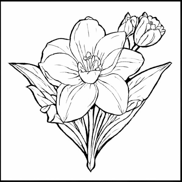 Download Detailed Line Drawing of Flowers Coloring pages Online ...