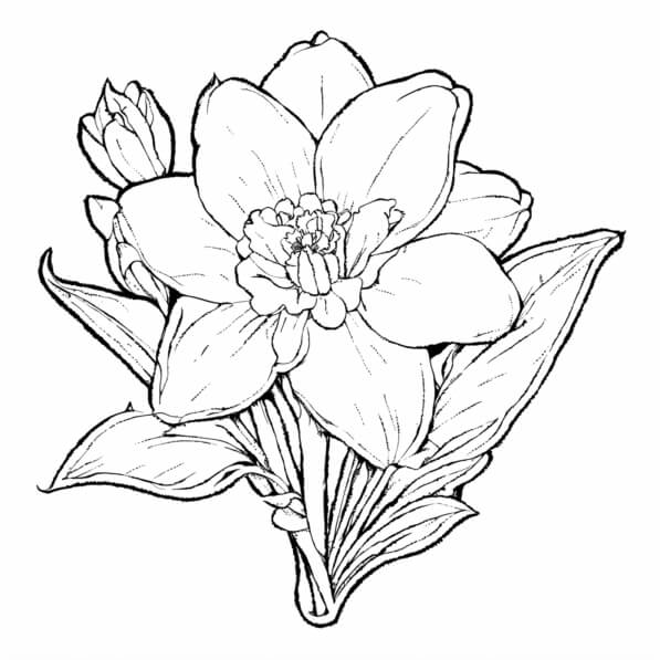 Download Detailed Flower Outline Coloring pages Online - Creative Fabrica