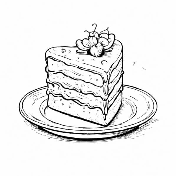 Download Heart-shaped Slice of Cake Coloring pages Online - Creative ...