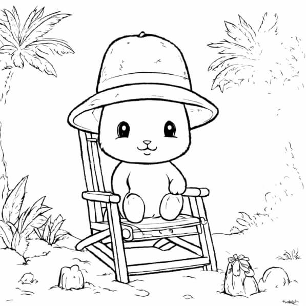 Download Cute Bunny in a Rocking Chair Coloring pages Online - Creative ...