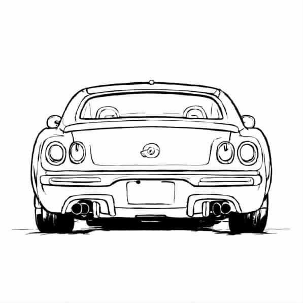 Download Stylized Rear View of a Sports Car Coloring pages Online ...