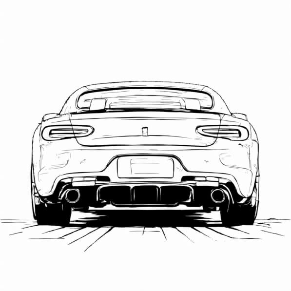 Download Stylized Rear View of a Modern Car Coloring pages Online ...