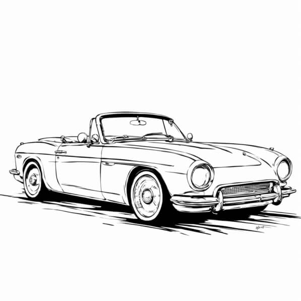 Download Vintage Convertible Car Coloring pages Online - Creative Fabrica