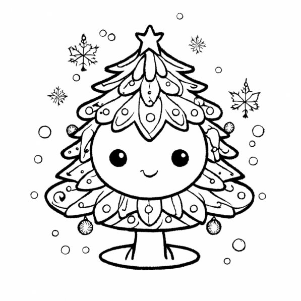 Download Cute Cartoon Christmas Tree Coloring pages Online - Creative ...