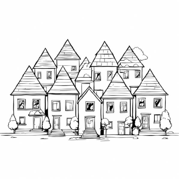 Descarga Conjunto de casas con techos triangulares Páginas para ...
