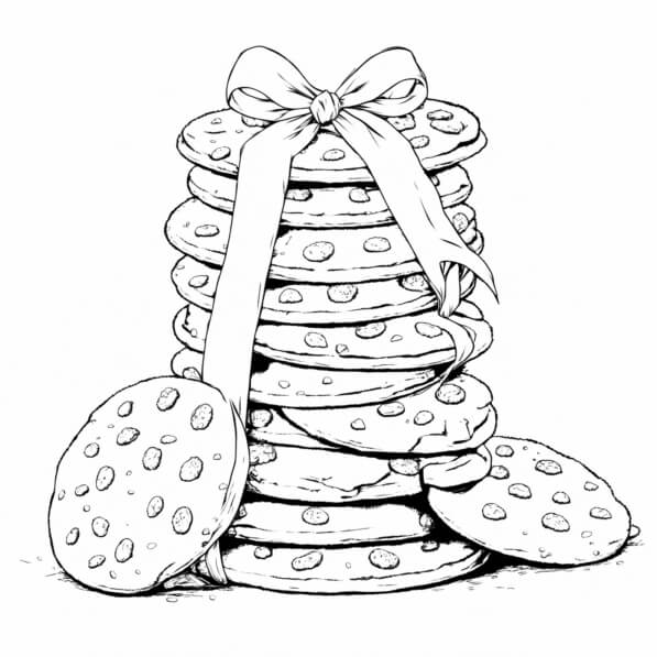 Download Stack of Cookies Tied with a Bow Coloring pages Online ...