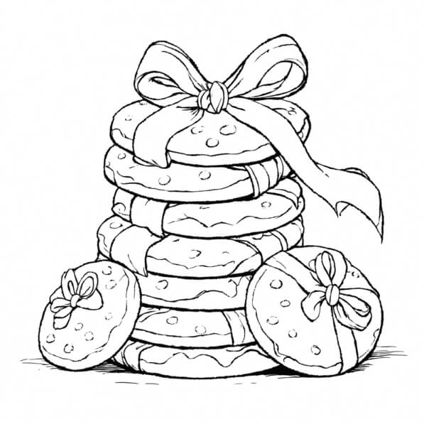Download Stack of Decorated Cookies with Bows Coloring pages Online ...