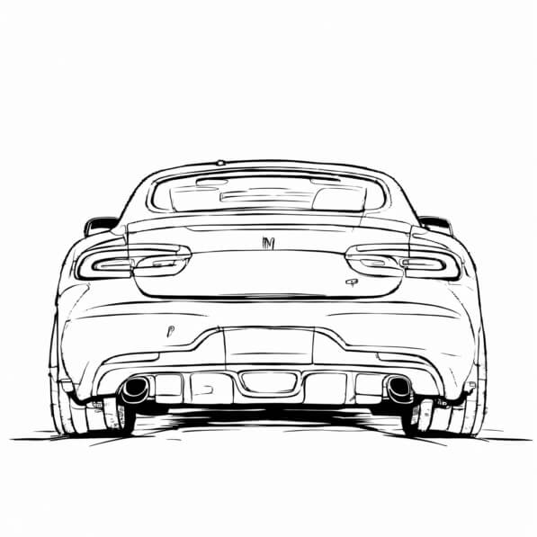 Download Outline Drawing of a Car from the Rear Coloring pages Online ...