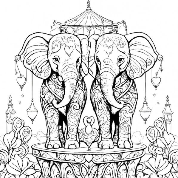 Download Intricate Elephants on a Decorative Pedestal Coloring pages ...