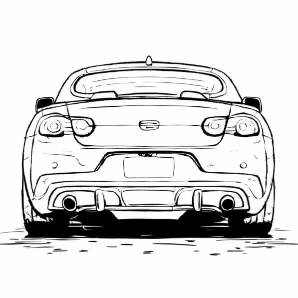 Download Sleek Sports Car from the Rear Coloring pages Online ...
