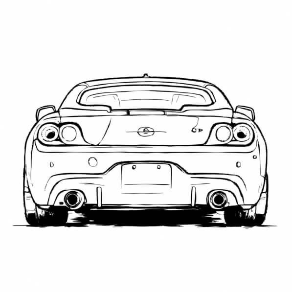 Download Rear View of a Sports Car Coloring pages Online - Creative Fabrica