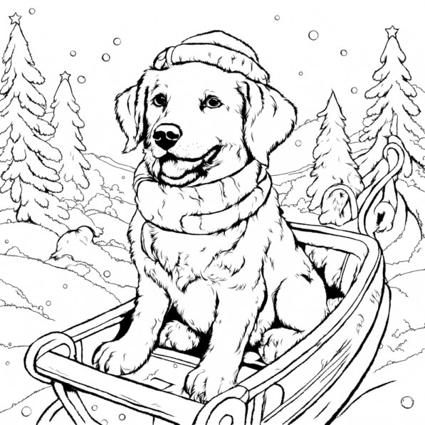 Download Dog in a Sleigh during Winter Coloring pages Online - Creative ...