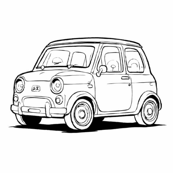 Download Cartoon-style Compact Car Illustration Coloring pages Online ...