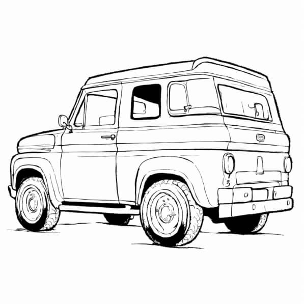 Download Vintage Compact SUV in Outline Style Coloring pages Online ...