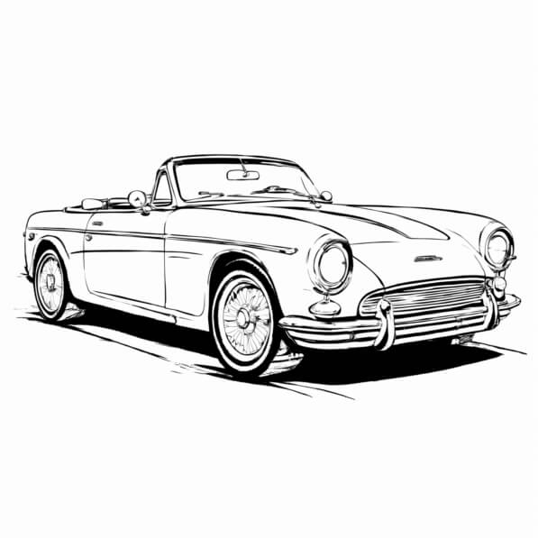 Download Vintage Convertible Car Illustration Coloring pages Online ...