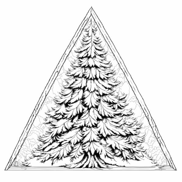 Download Intricate Tree Illustration in Triangular Frame Coloring pages ...