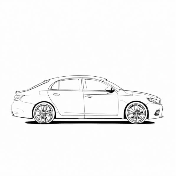 Download Stylized Line-Drawing of a Sedan Car Coloring pages Online ...