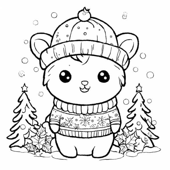 Download Cute Winter Bear Character in Holiday Setting Coloring pages ...
