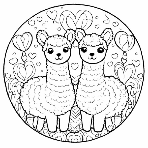 Descarga Dos llamas adorables en un entorno caprichoso Páginas para ...