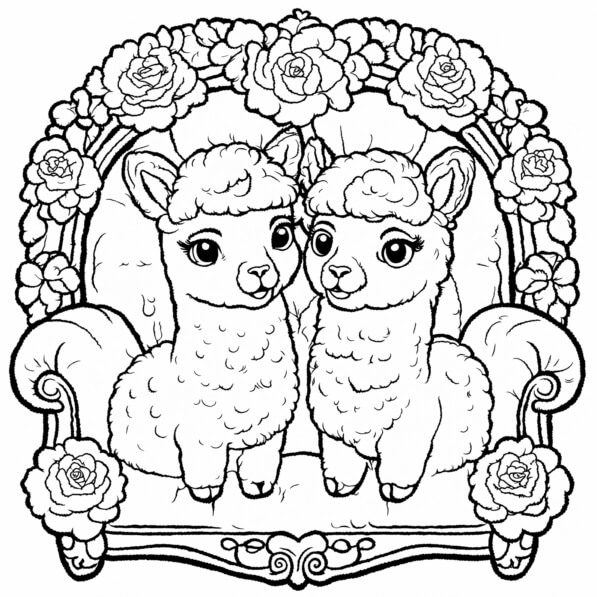 Descarga Dos Llamas en un Sofá Rodeadas de Rosas Páginas para colorear ...