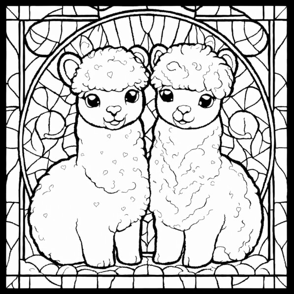 Descarga Linda ilustración de dos llamas con fondo decorativo Páginas ...