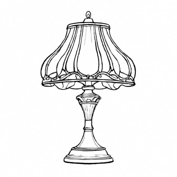 Download Vintage Lamp with Decorative Shade Coloring pages Online ...