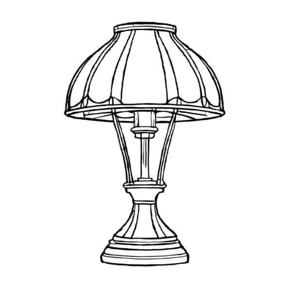 Download Line Drawing of a Table Lamp Coloring pages Online - Creative ...