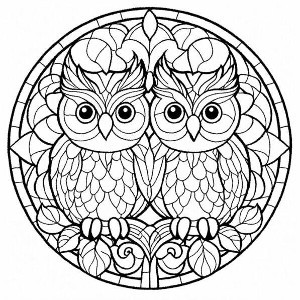 Download Intricate Coloring Page of Owls Coloring pages Online ...