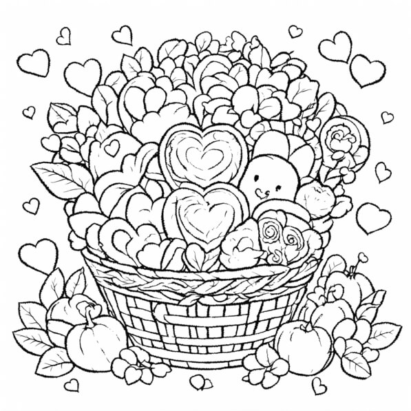 Download Kleurplaat van een bloemen- en fruitmand Kleurplaten online op ...