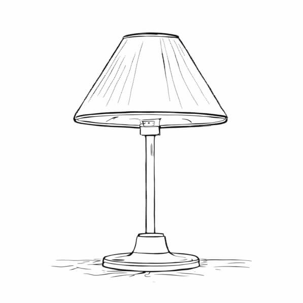 Descarga Dibujo de línea simple de una lámpara de mesa Páginas para ...