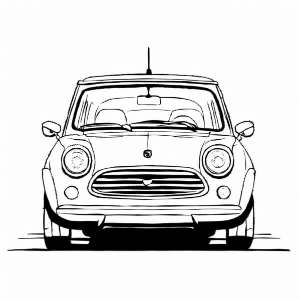 Download Stylized Compact Car Drawing Coloring pages Online - Creative ...