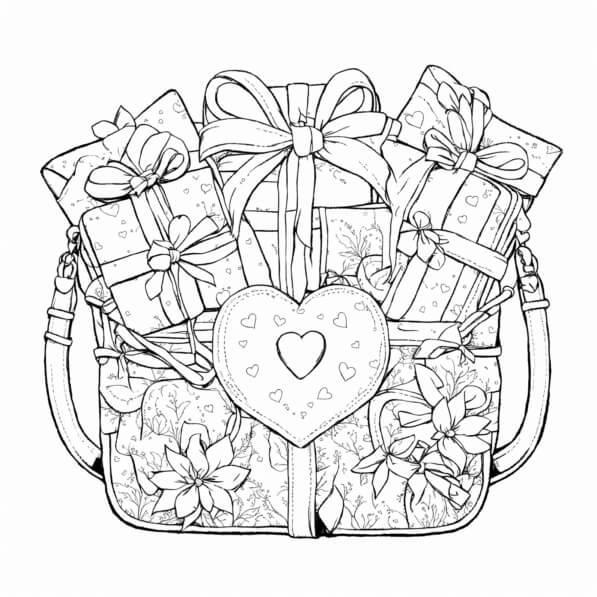 Download Gift Bag Filled with Presents Coloring pages Online - Creative ...