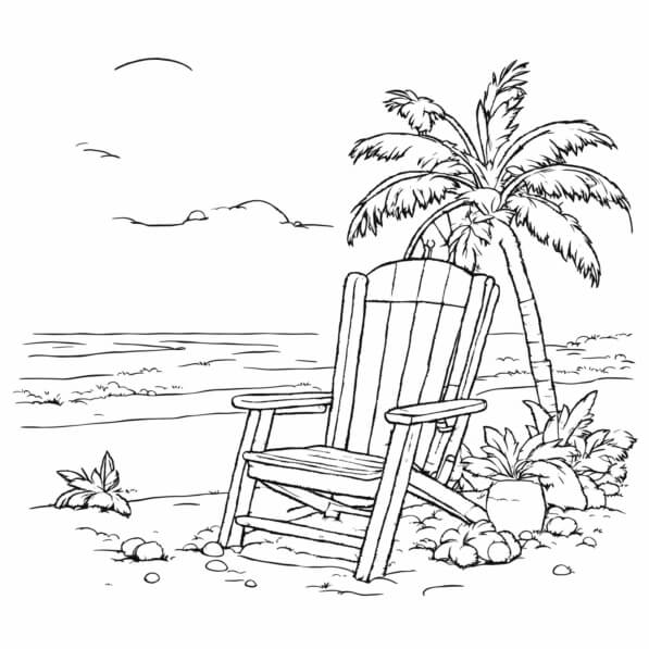 Scarica Sedia a dondolo sulla spiaggia Pagine da colorare Online ...