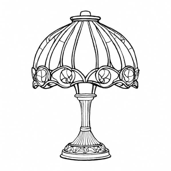 Download Ornate Table Lamp Design Coloring pages Online - Creative Fabrica