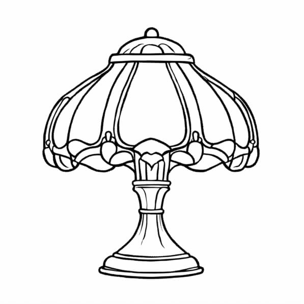 Download Elegant Table Lamp Coloring pages Online - Creative Fabrica