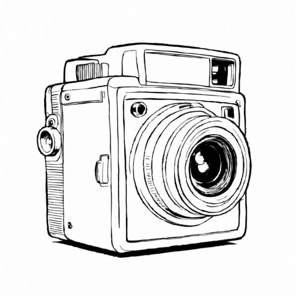 Download Vintage Camera Line Drawing Coloring pages Online - Creative ...