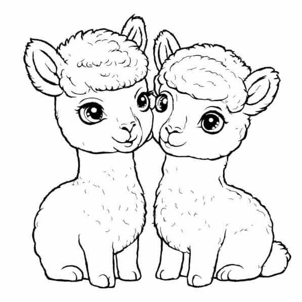 Download Cute Cartoon Llamas Coloring pages Online - Creative Fabrica