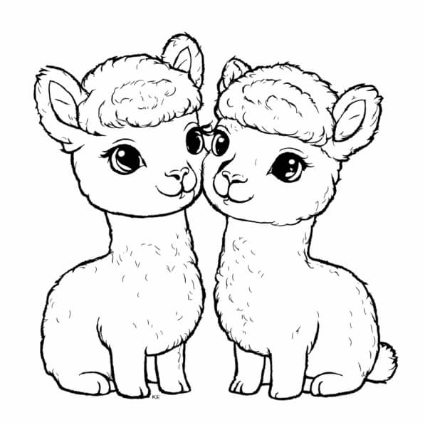 Descarga Dos Llamas de Dibujos Animados Páginas para colorear En Línea ...