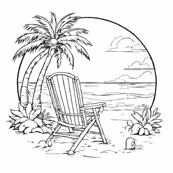 Download Lounge Chair on a Tropical Beach Coloring pages Online ...