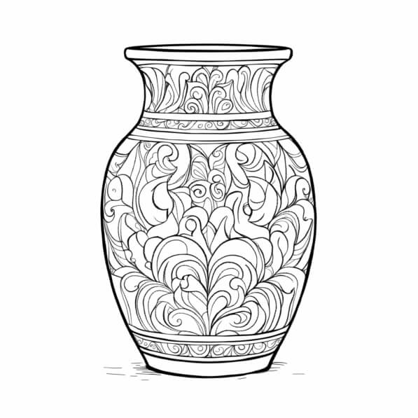 Download Intricate Line Art Vase Coloring pages Online - Creative Fabrica